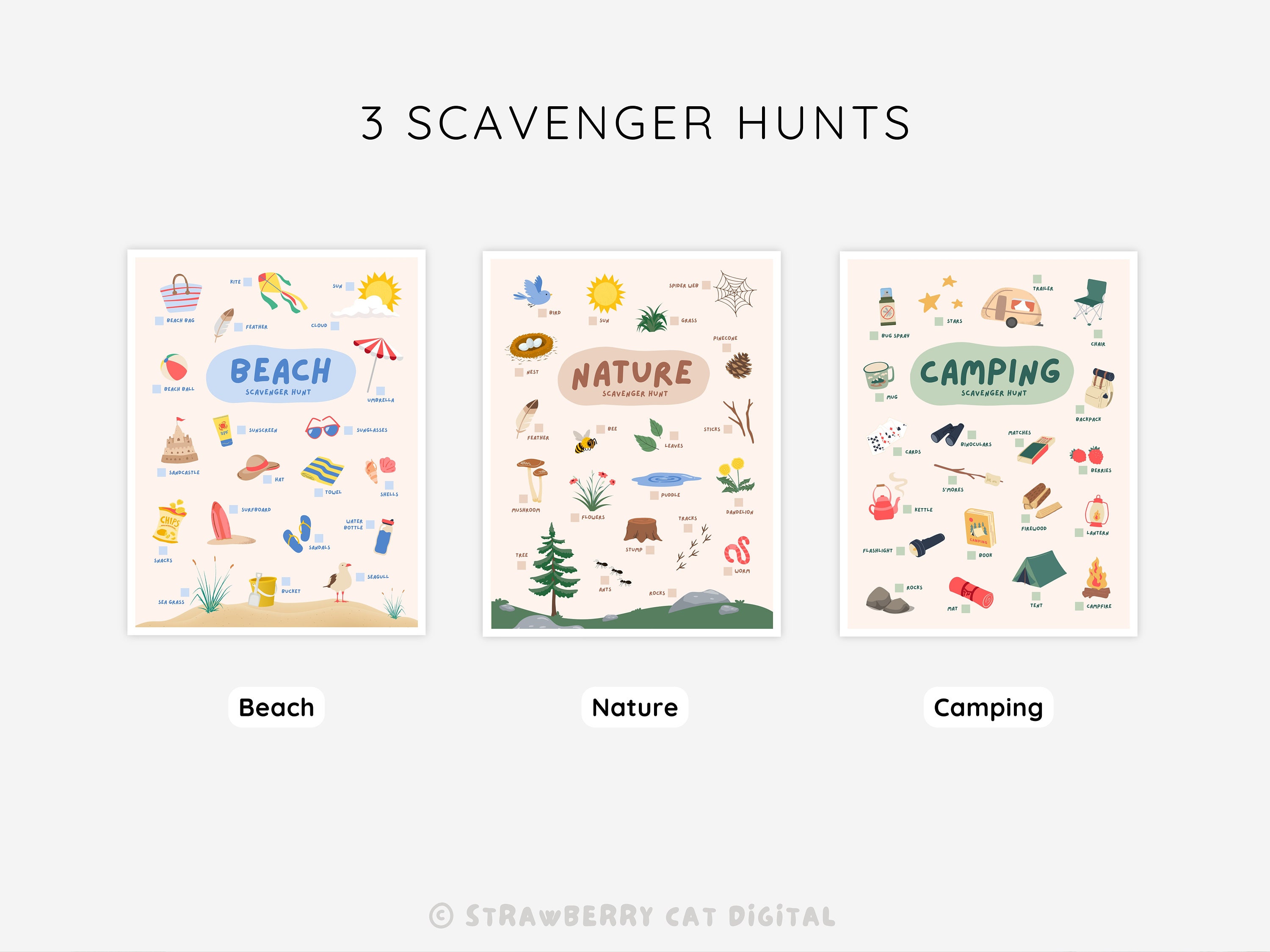 Nature Scavenger Hunt Beach Camping Scavenger Hunt for Kids Printable ...