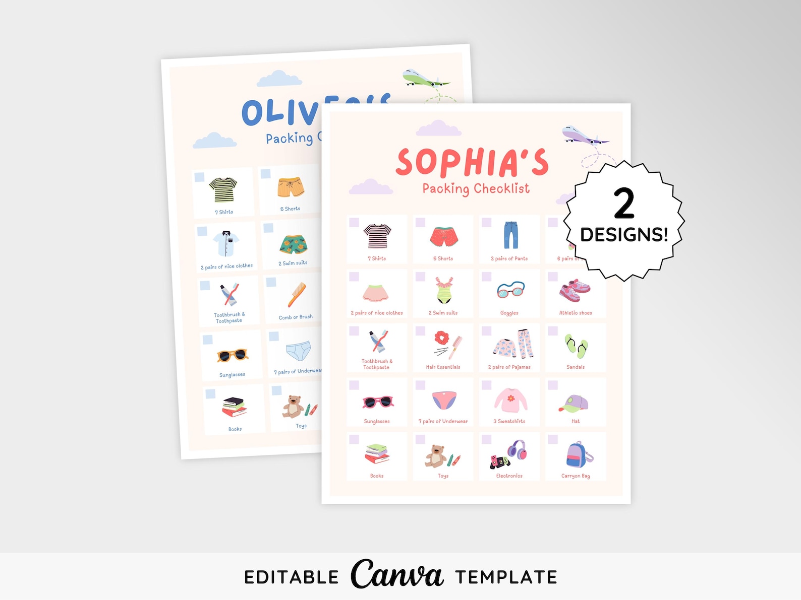 Editable Packing List for Kids Template | Kids Visual Packing List ...