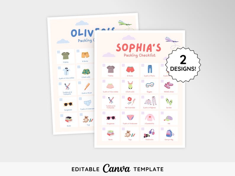 Editable Packing List for Kids Template | Kids Visual Packing List ...