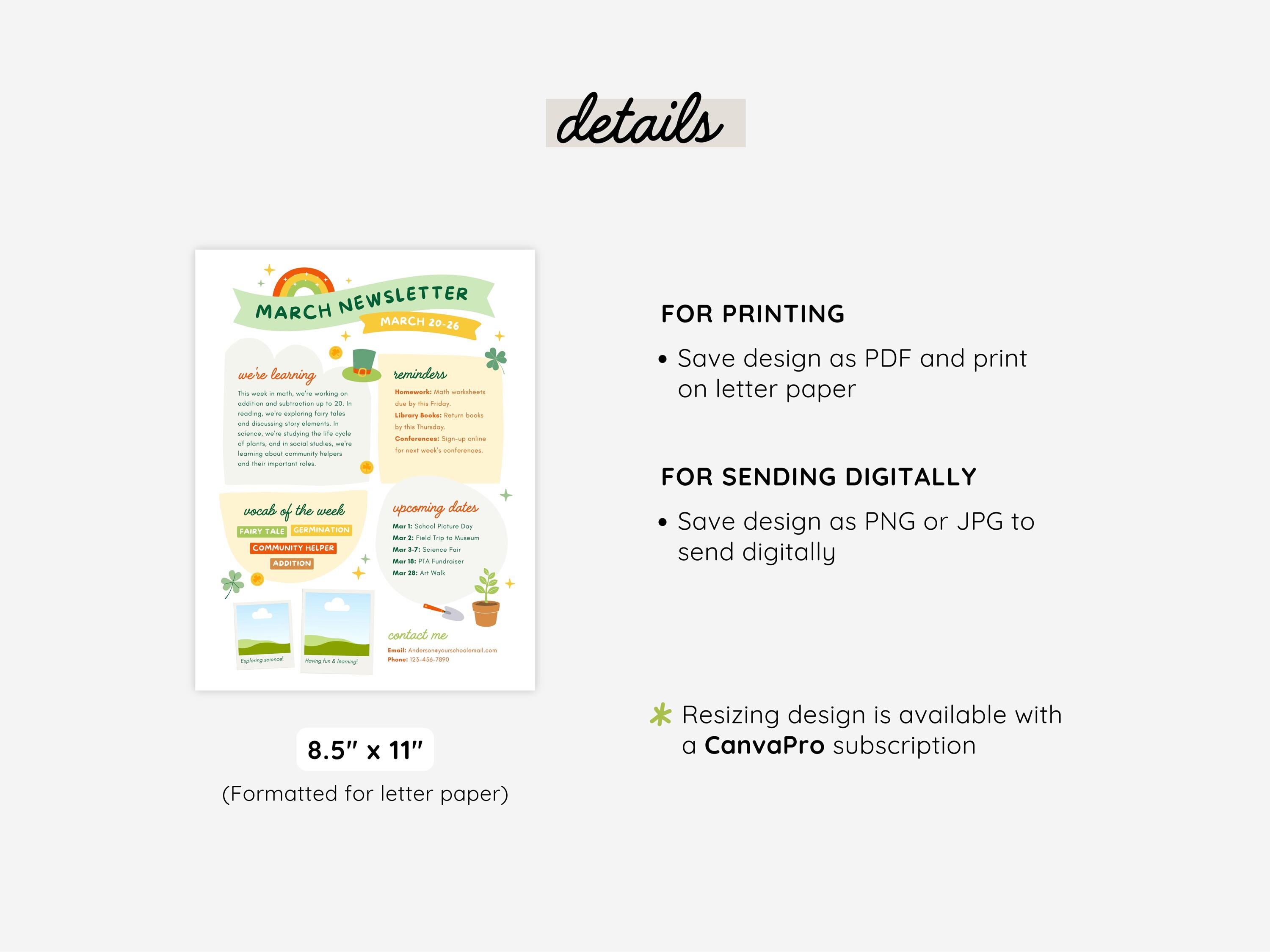 Editable March Newsletter Template | St Patricks Day Newsletter Monthly ...