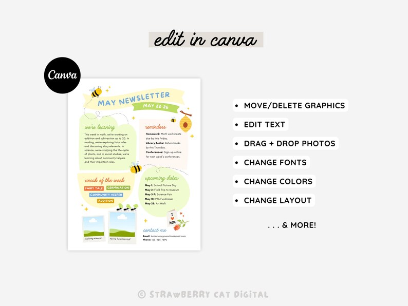 Editable May Newsletter Template | Monthly PTA PTO Newsletter | May ...
