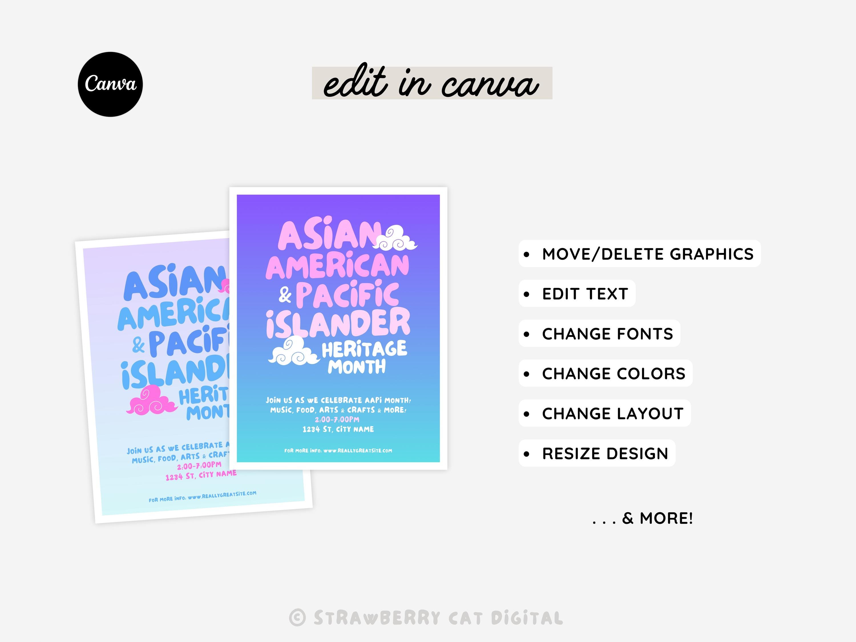 Editable AAPI Heritage Month Poster Template | AANHPI Flyer Template ...