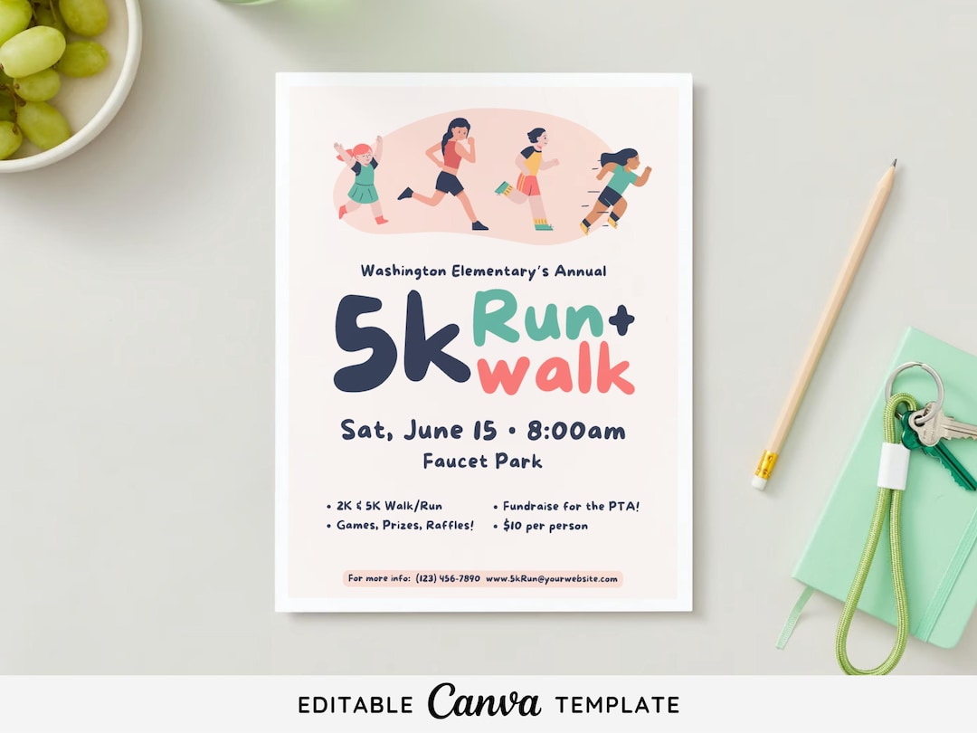 Editable Fun Run Flyer Template | 5k Event Flyer | Printable 5k Event ...