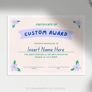 Custom Award Certificate Floral Canva Template Bundle | Editable ...