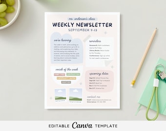 Editable September Newsletter Canva Template | Fall Newsletter Monthly ...