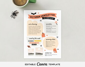 Editable Weekly Newsletter Natural Tones Canva Template | Monthly ...