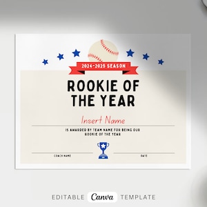 Editable Baseball Certificate | End of Season Award | T-ball Softball ...