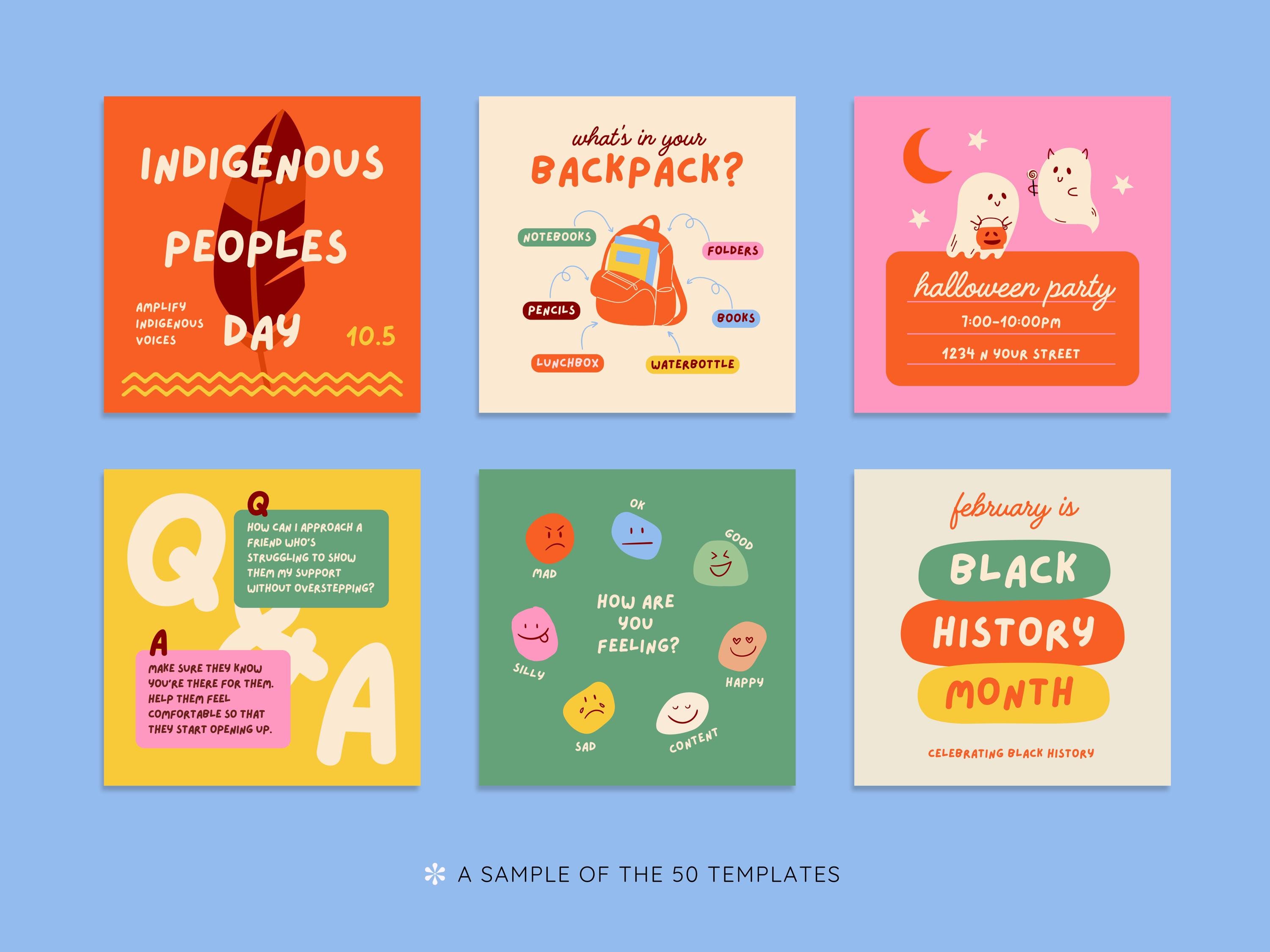 50 Bold and Colorful Teacher Instagram Post Templates | Education ...