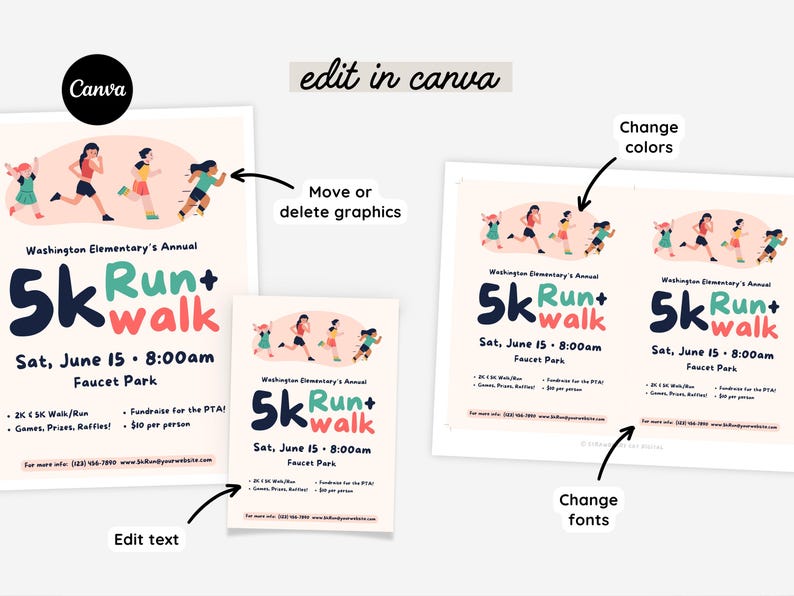 Editable Fun Run Flyer Template | 5k Event Flyer | Printable 5k Event ...