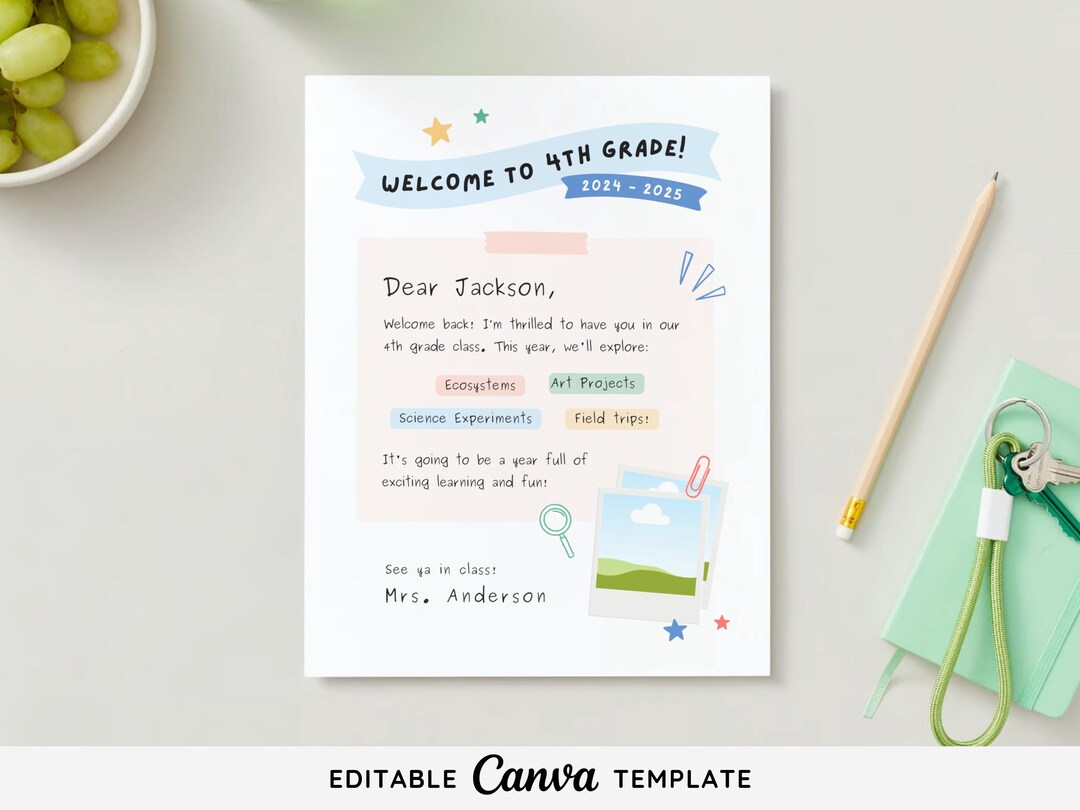 Editable Welcome Back Letter to Students Canva Template | Teacher ...