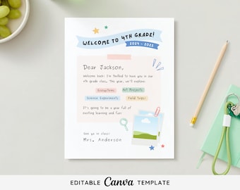 Editable Welcome Back Letter Canva Template | Teacher Introduction ...