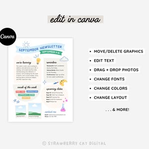 Editable September Newsletter Canva Template | Fall Newsletter Monthly ...