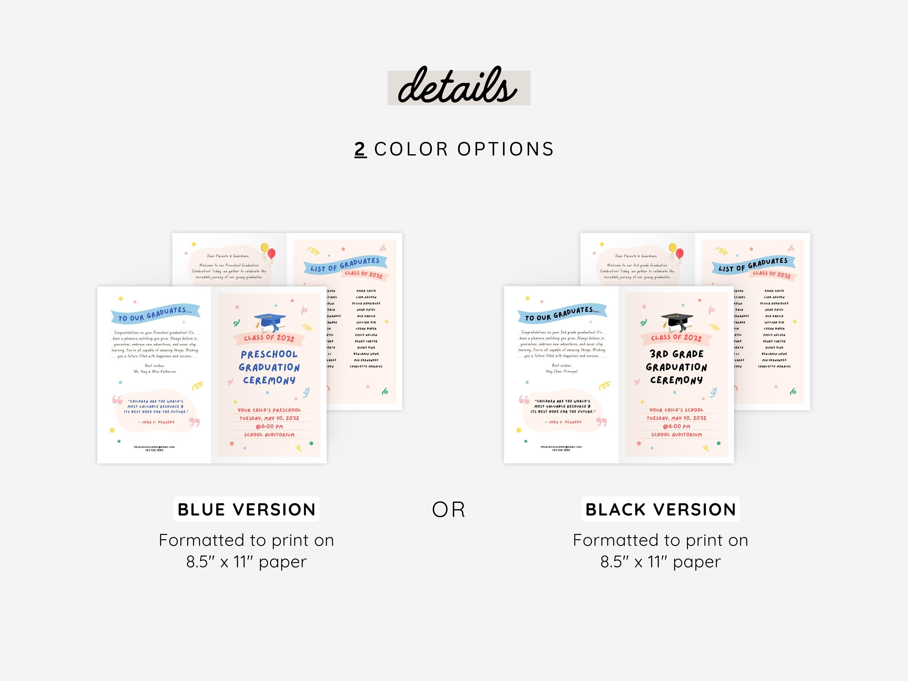 Editable Graduation Program Template | Printable Ceremony Program ...