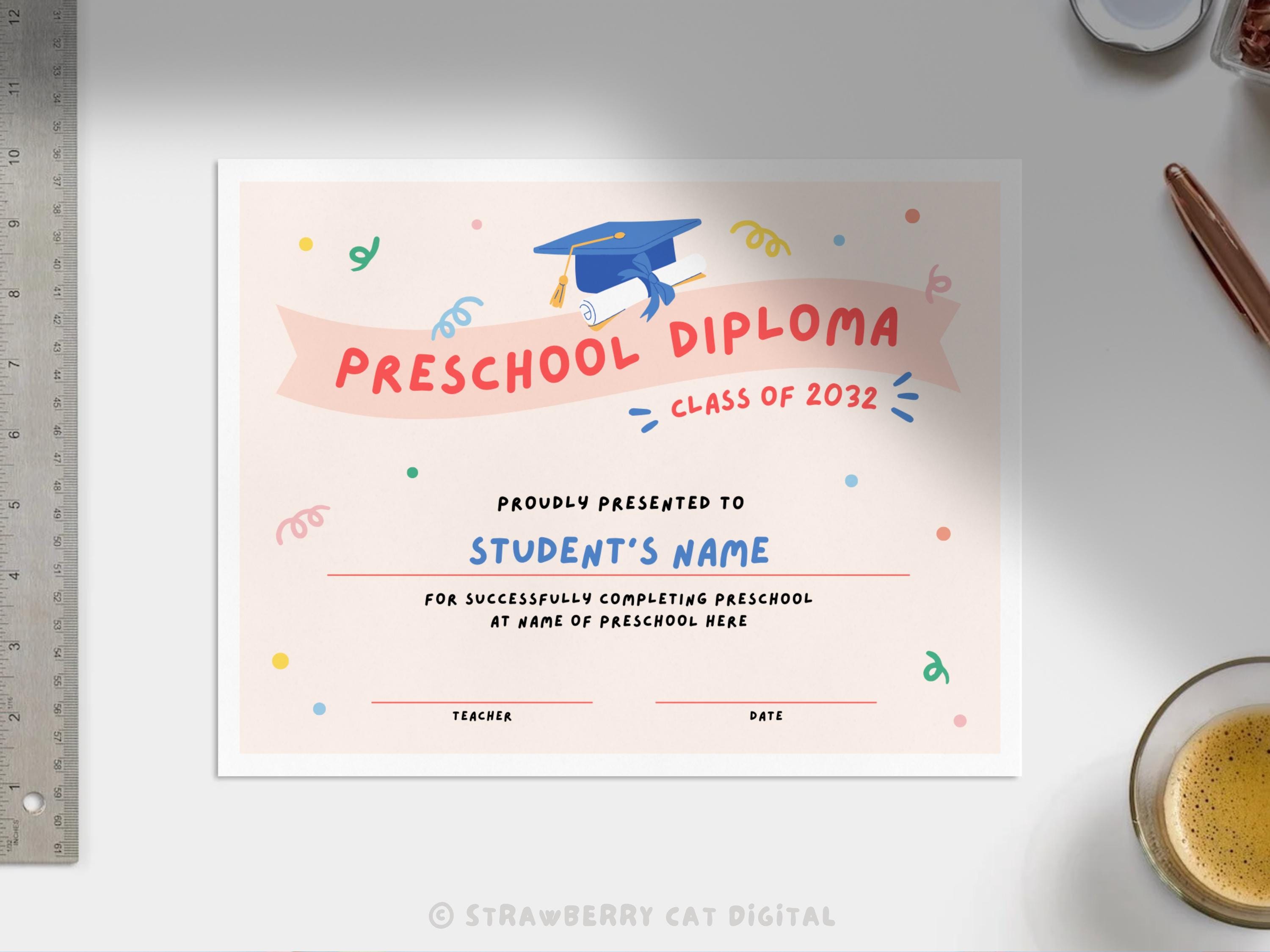 Editable Pre-k Graduation Bundle Diploma Program Text Invitation ...