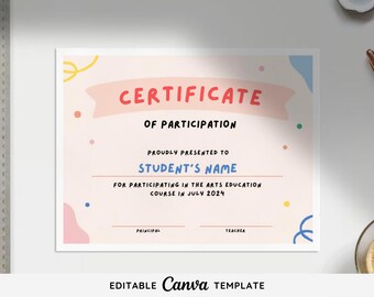 Custom Award Certificate Canva Template Bundle | Editable Digital ...