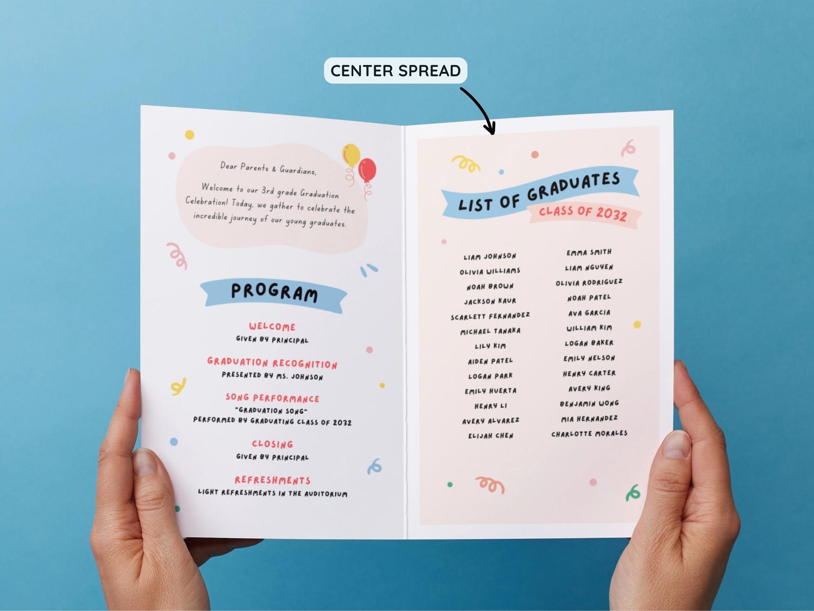 Editable Graduation Program Template | Printable Ceremony Program ...