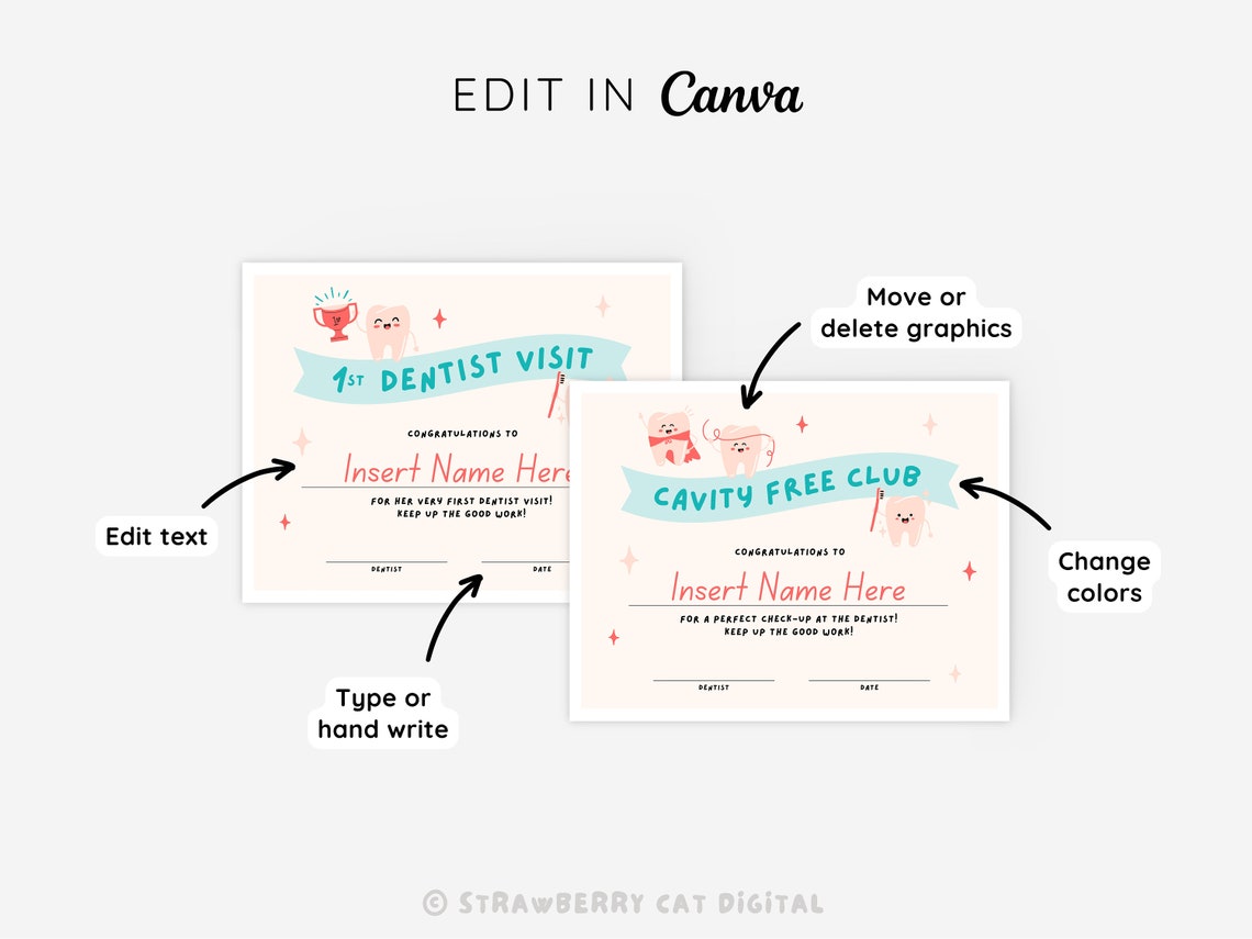 Editable Cavity Free Certificate Template | Canva Template | Reward for ...