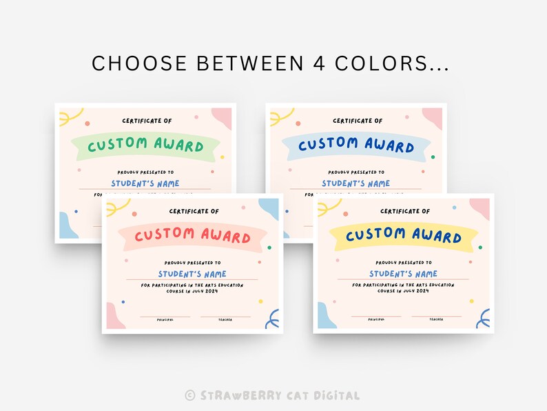 Custom Award Certificate Canva Template Bundle Editable Digital ...
