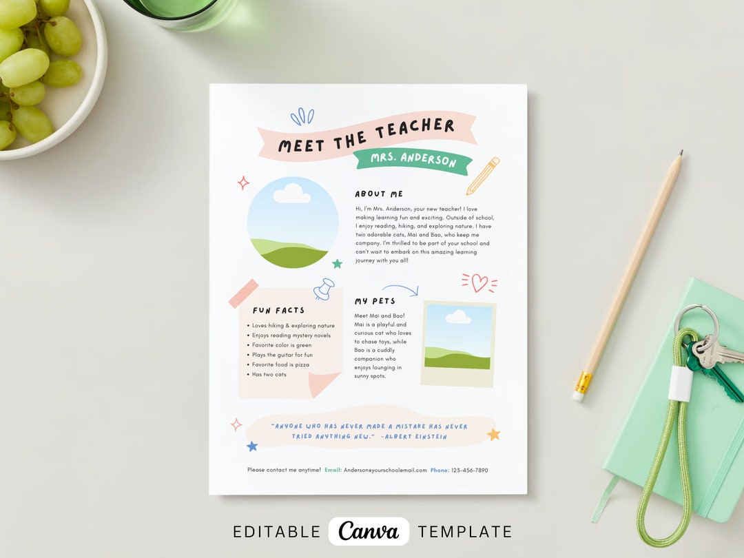 Editable Meet the Teacher Canva Template Teacher Introduction Classroom ...