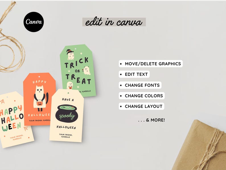 Editable Halloween Favor Tags Template Printable Halloween Gift Tags ...