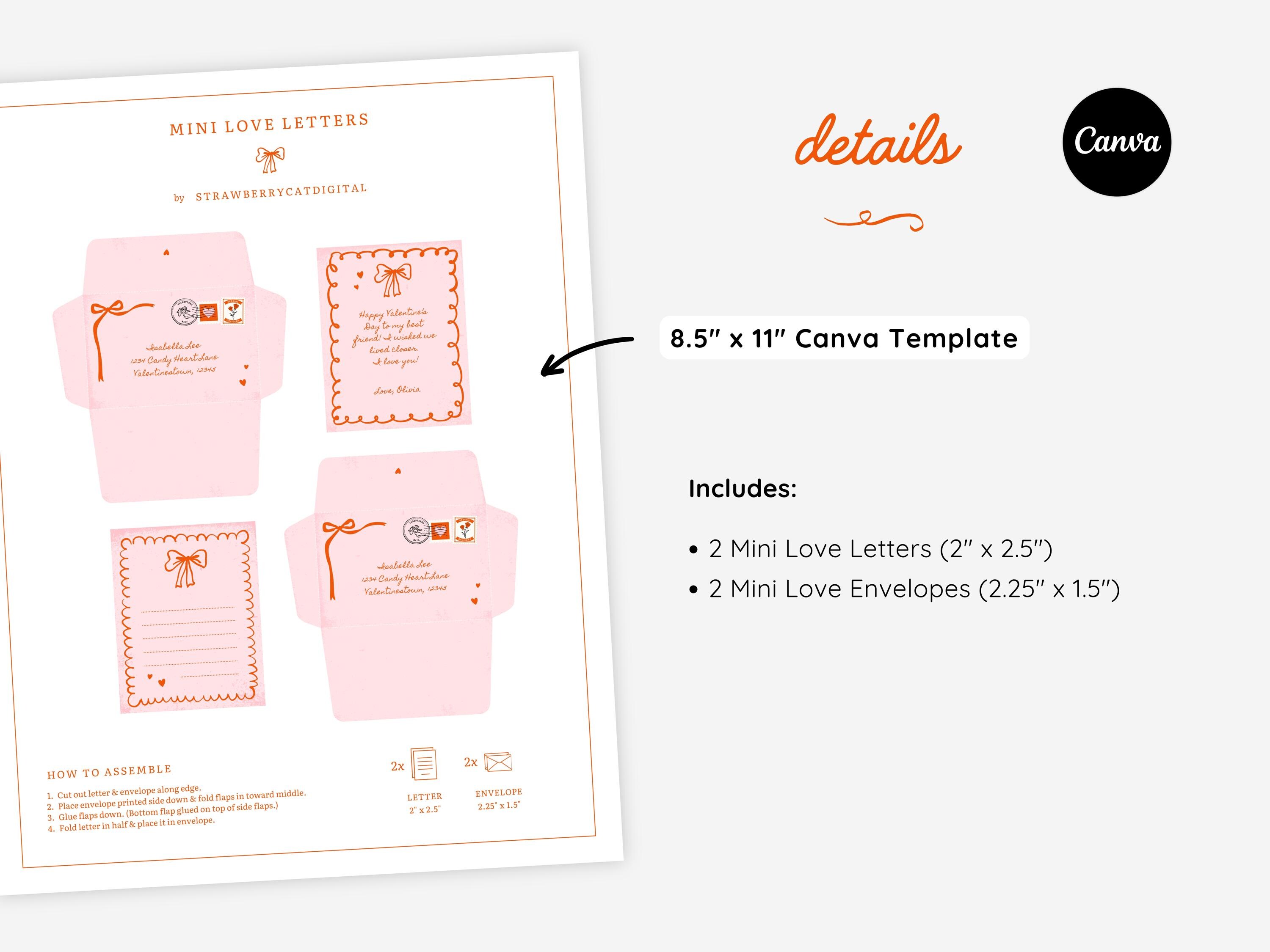 Editable Mini Love Letter and Envelope Template | Printable Valentines ...