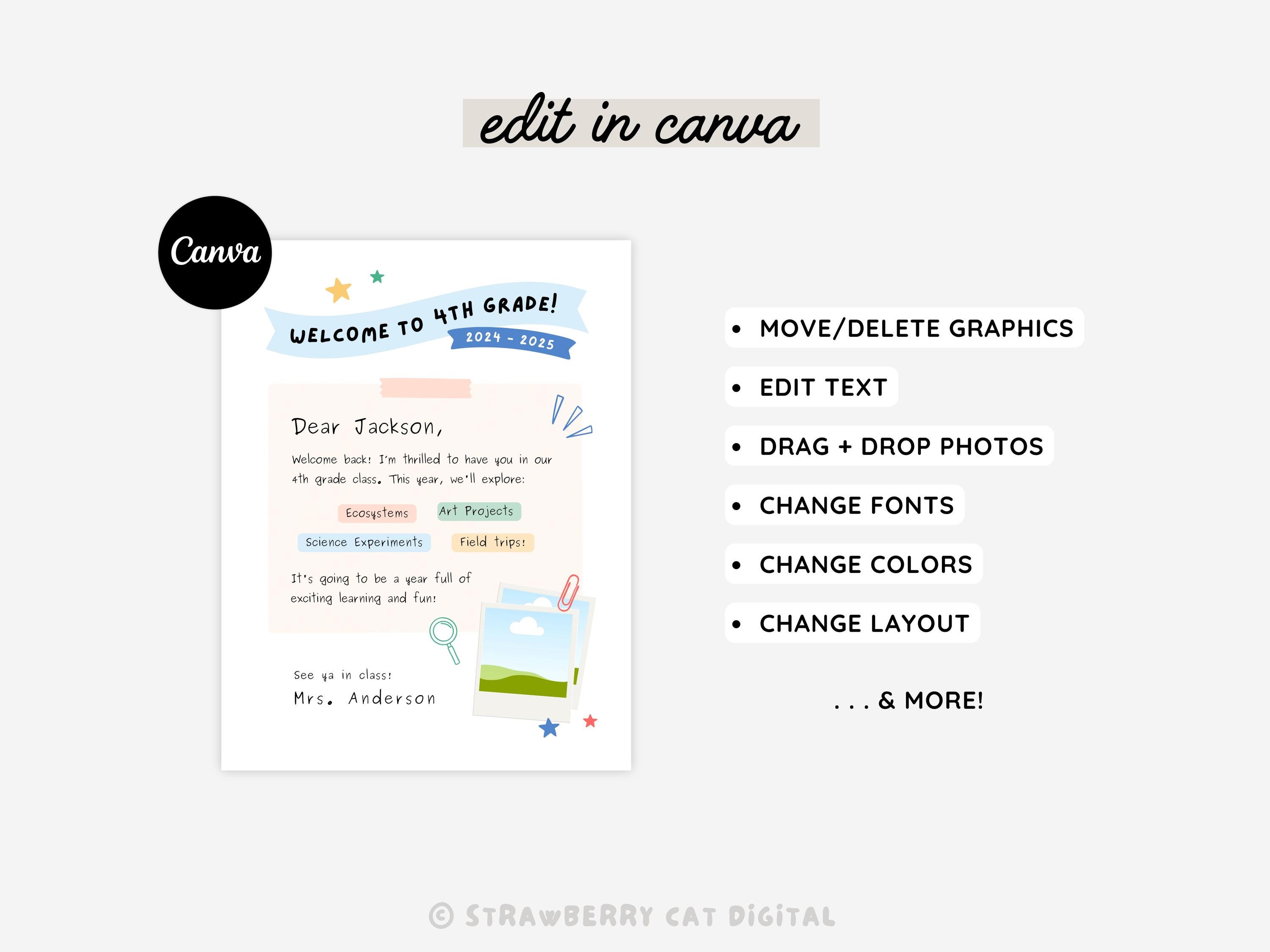 Editable Welcome Back Letter to Students Canva Template | Teacher ...