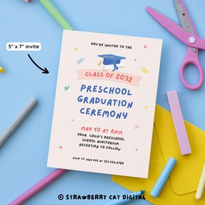 Editable Pre-k Graduation Bundle Diploma Program Text Invitation ...