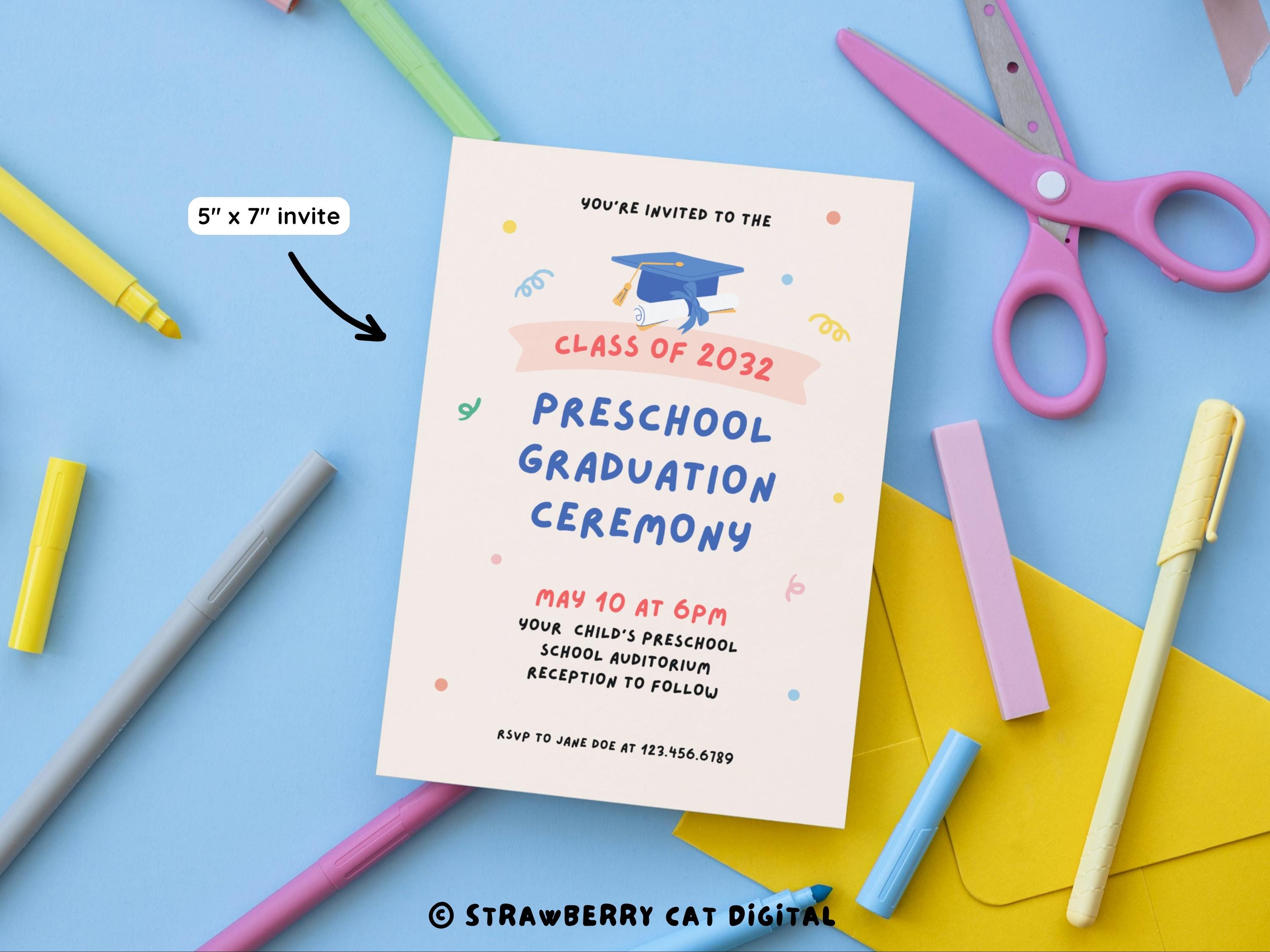 Editable Pre-k Graduation Bundle Diploma Program Text Invitation ...