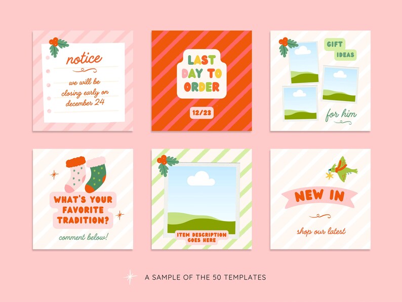 50 Holiday Instagram Post Templates | Christmas Instagram Templates ...