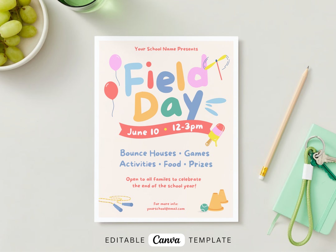 Editable Field Day Flyer Canva Template Editable Carnival Family Fun ...