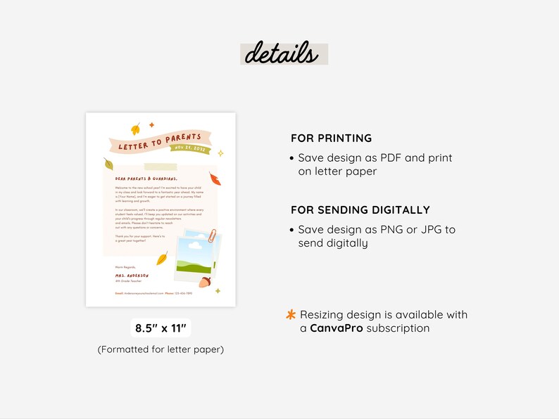 Editable Fall Letter Template | Teacher Introduction | Editable Letter ...