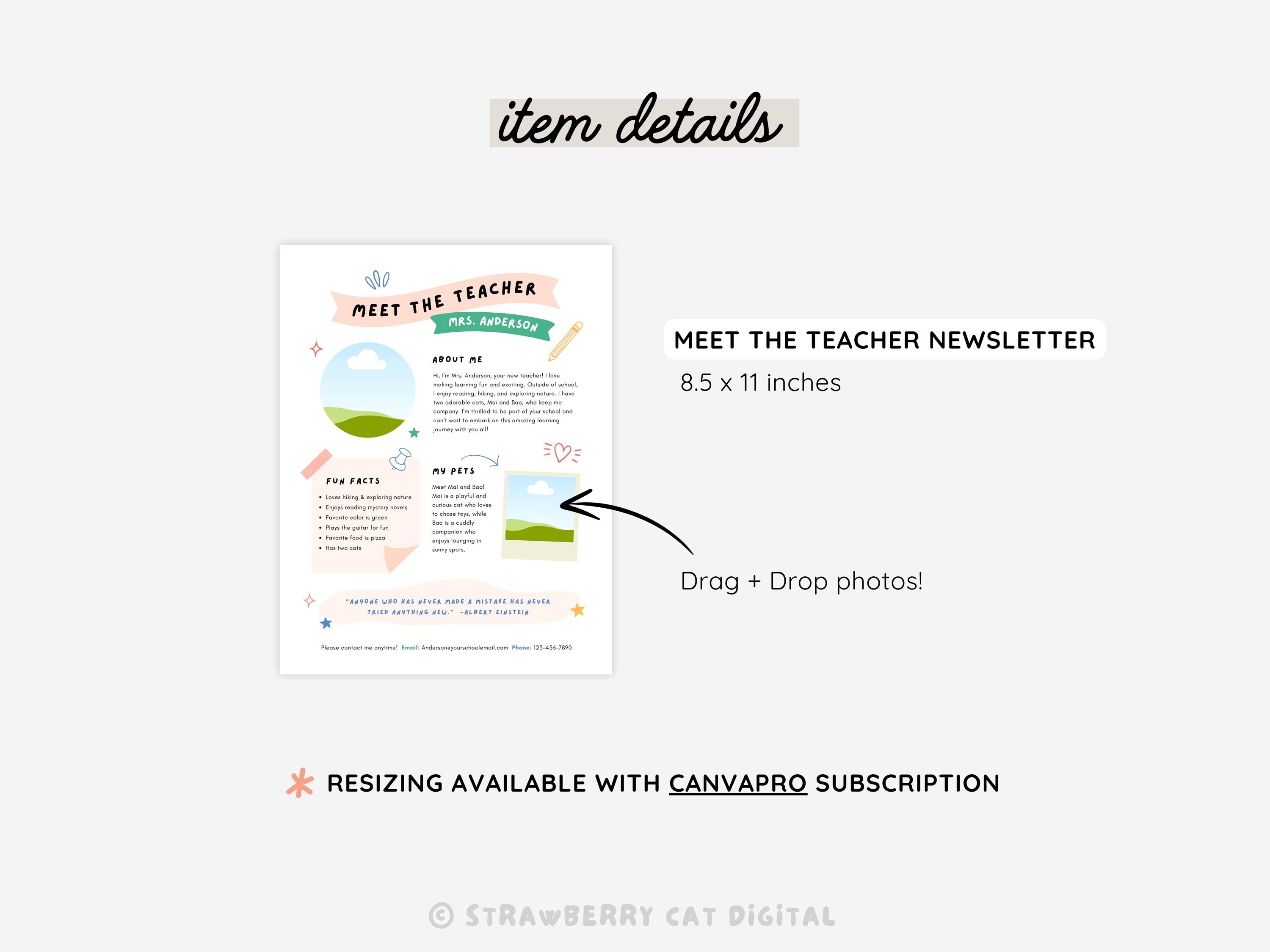 Editable Meet the Teacher Canva Template | Teacher Introduction ...