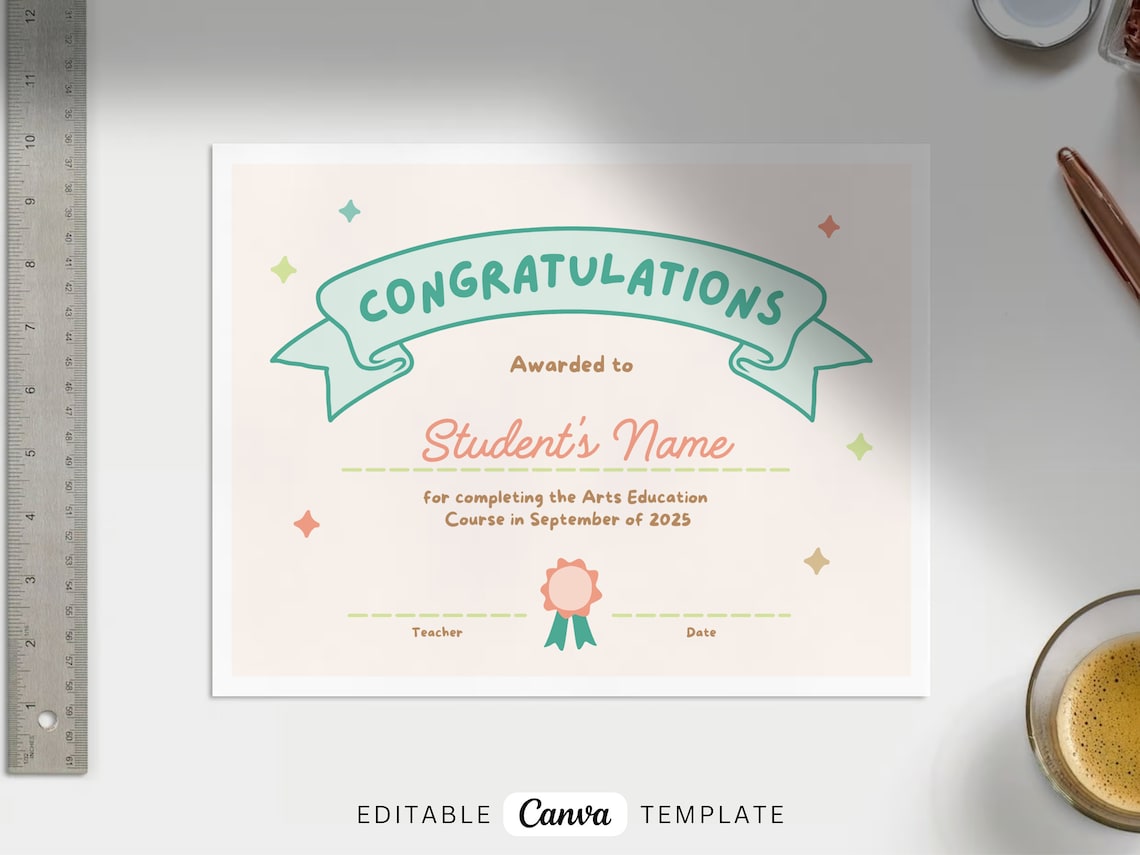 Editable Congratulations Certificate Canva Template | Congrats ...