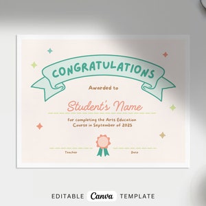 Editable Congratulations Certificate Canva Template | Congrats ...