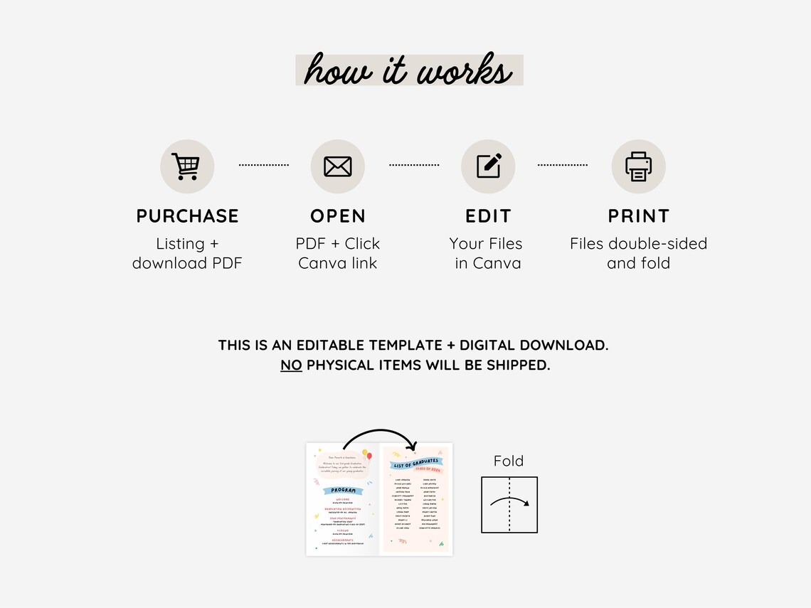 Editable Graduation Program Template | Printable Ceremony Program ...