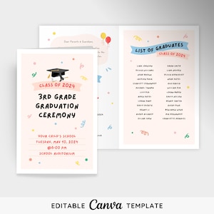 Editable Graduation Program Template | Printable Ceremony Program ...