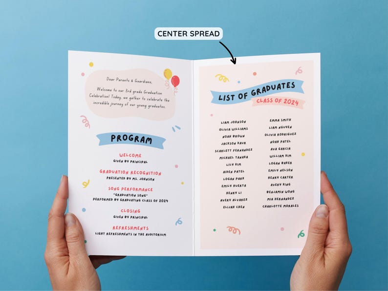 Editable Graduation Program Template | Printable Ceremony Program ...