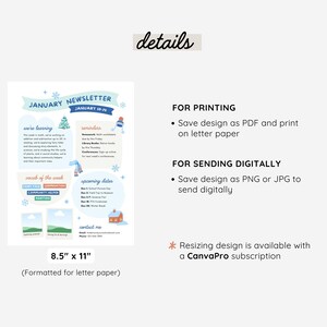 Editable January Newsletter Canva Template | Winter Newsletter Monthly ...