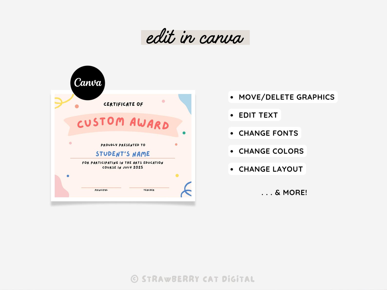 Custom Award Certificate Canva Template Bundle | Editable Digital ...