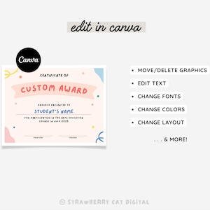 Custom Award Certificate Canva Template Bundle | Editable Digital ...