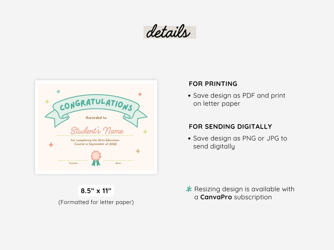 Editable Congratulations Certificate Canva Template | Congrats ...