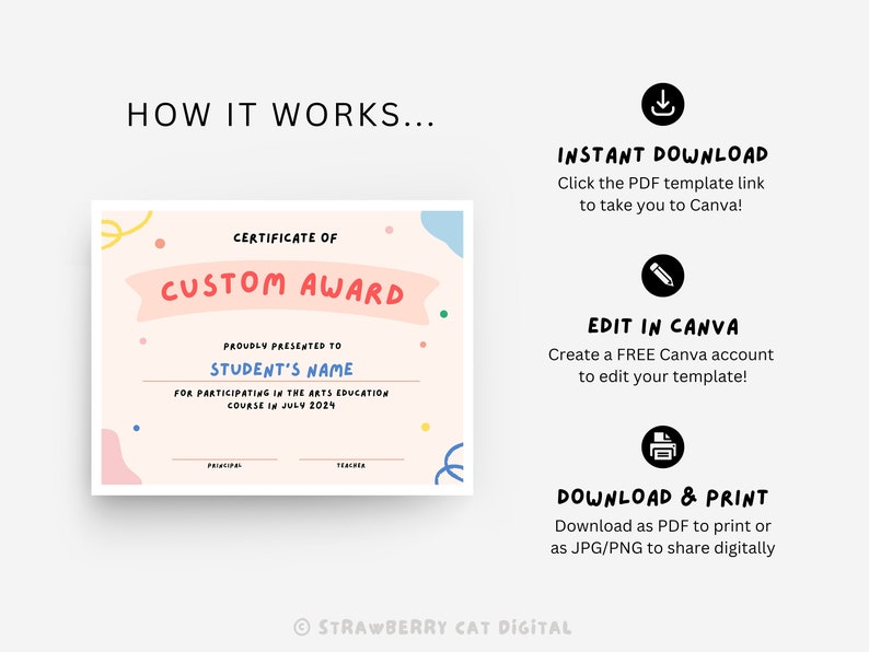 Custom Award Certificate Canva Template Bundle Editable Digital ...