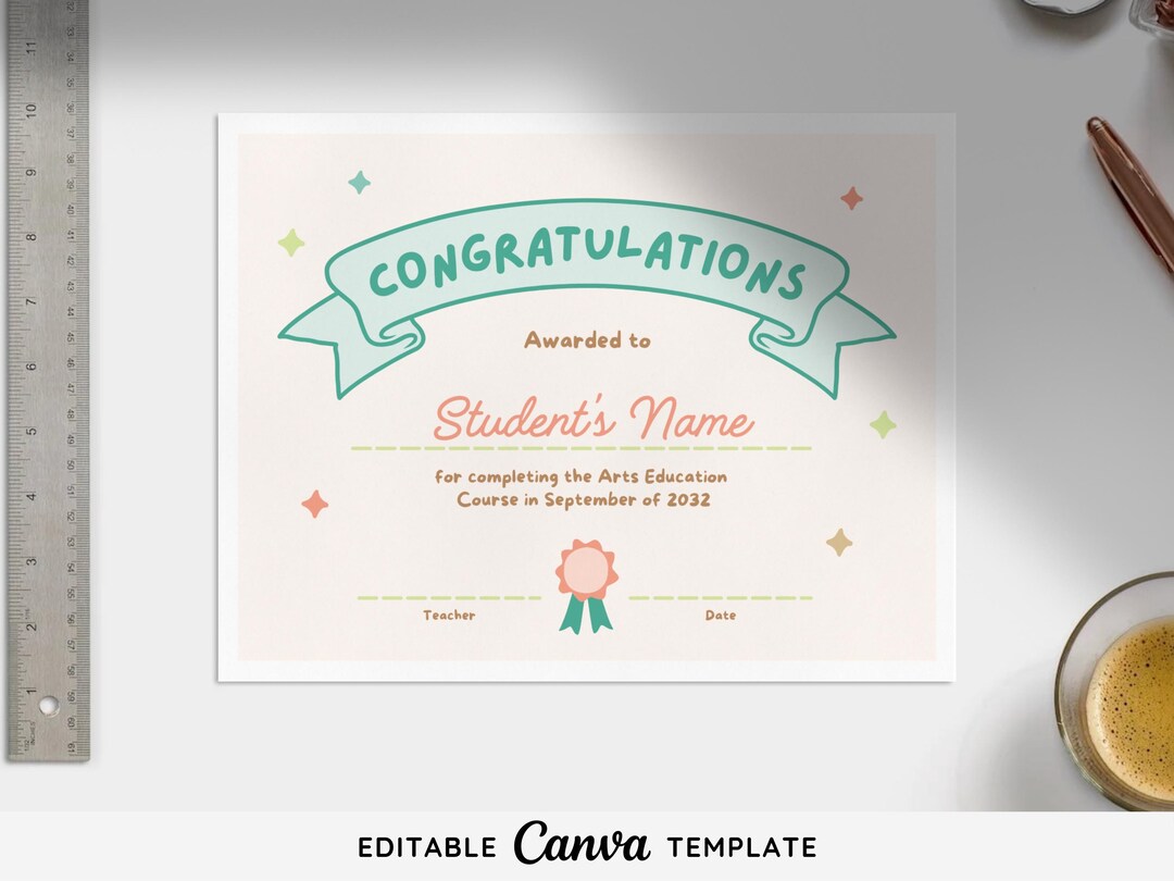 Editable Congratulations Certificate Canva Template | Congrats ...