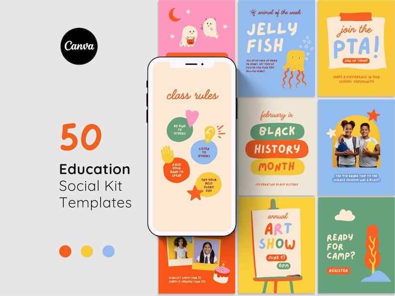 50 Bold and Colorful Teacher Instagram Post Templates | Education ...