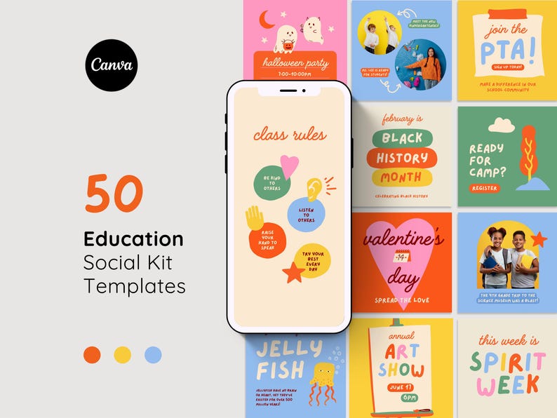 50 Bold and Colorful Teacher Instagram Post Templates | Education ...