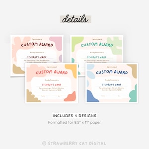 Custom Award Certificate Canva Template Bundle | Editable Digital ...