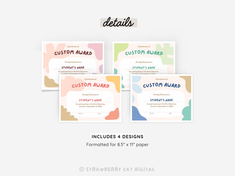 Custom Award Certificate Canva Template Bundle | Editable Digital ...