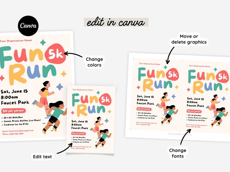Editable Fun Run Flyer Template | 5k Event Flyer | Printable 5k Event ...
