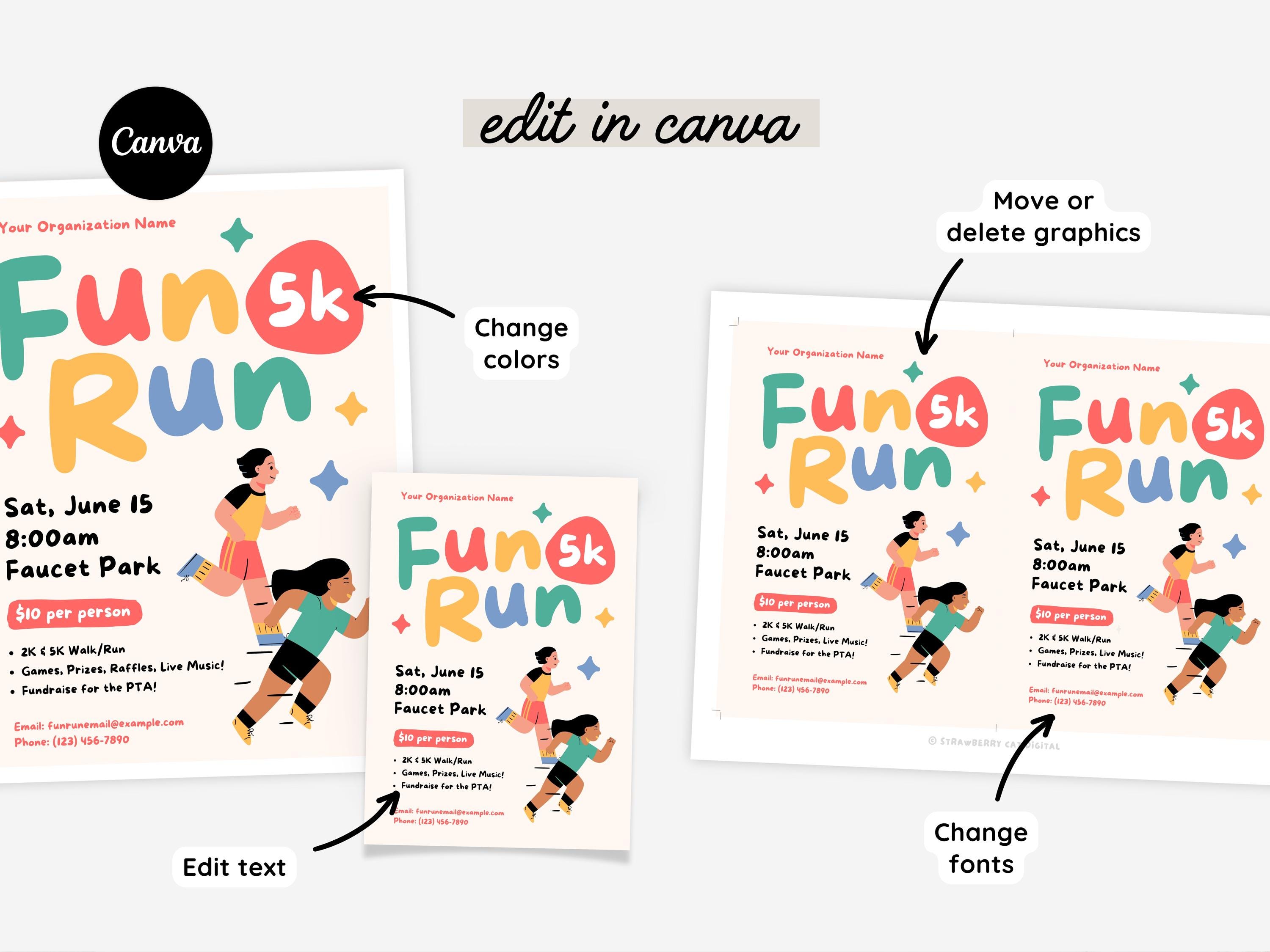Editable Fun Run Flyer Template | 5k Event Flyer | Printable 5k Event ...