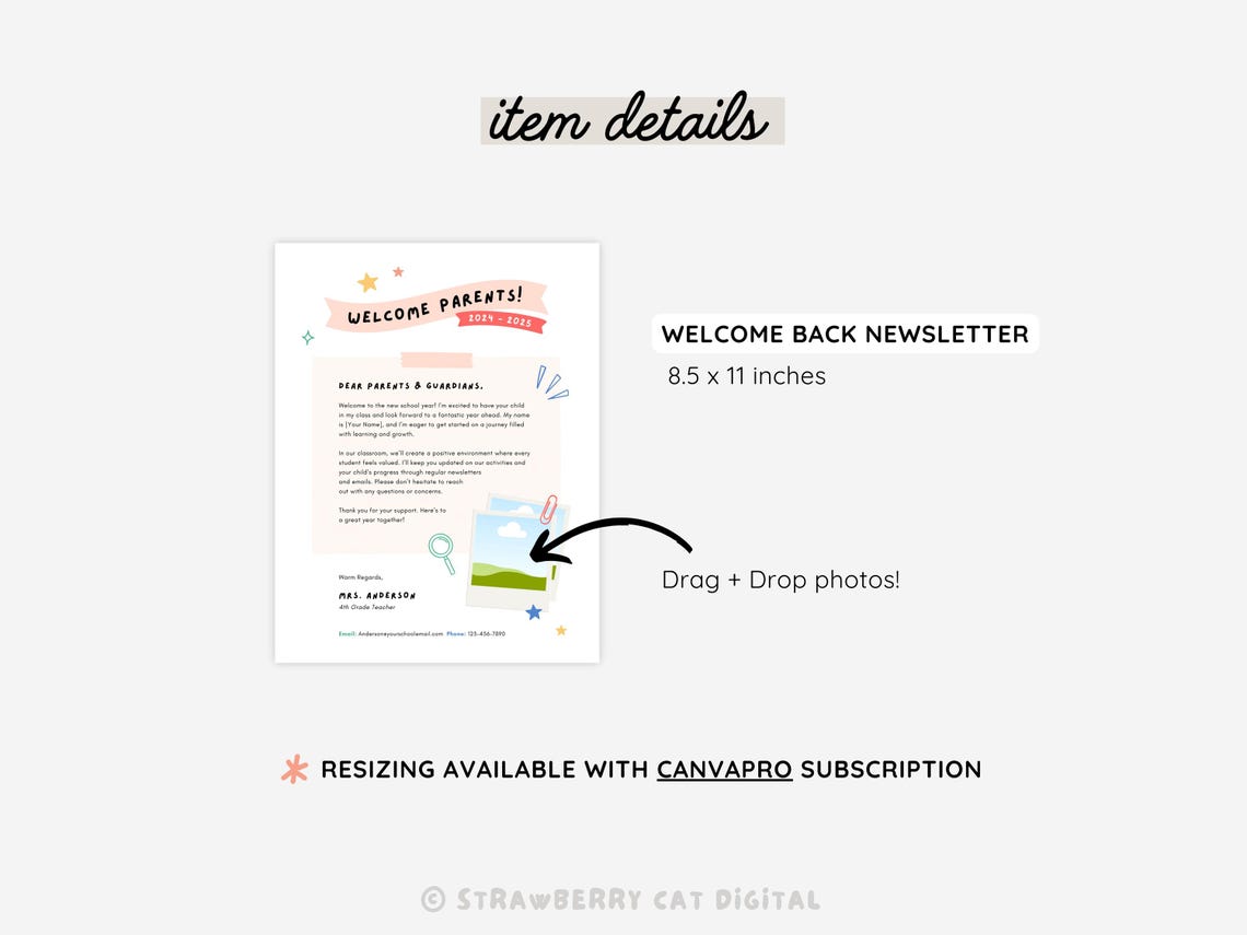Editable Welcome Back Letter Canva Template | Teacher Introduction ...
